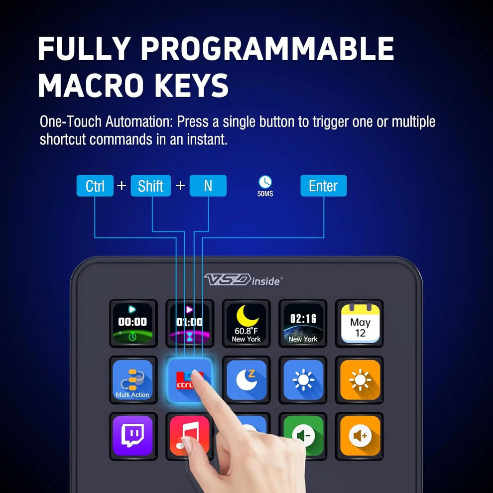 VSDinside Stream Dock M18 – Programmable Macro Keypad, Stream Deck Alt ...