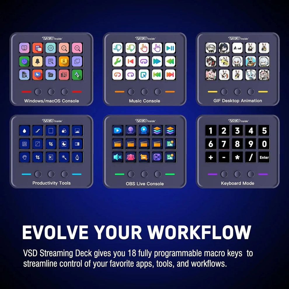 VSDinside Stream Dock M18 – Programmable Macro Keypad, Stream Deck Alt ...