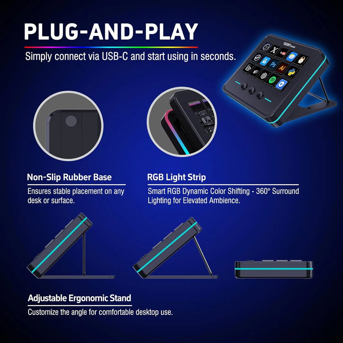 VSDinside Stream Dock M18 – Programmable Macro Keypad, Stream Deck Alt ...